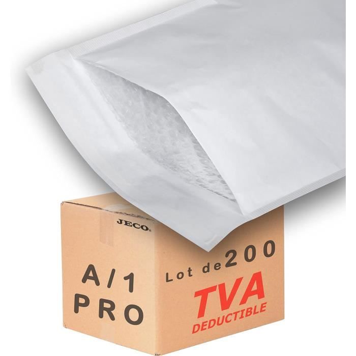 Jeco - Lot de 200 enveloppes à bulles d'air kraft blanches taille A-1 ...