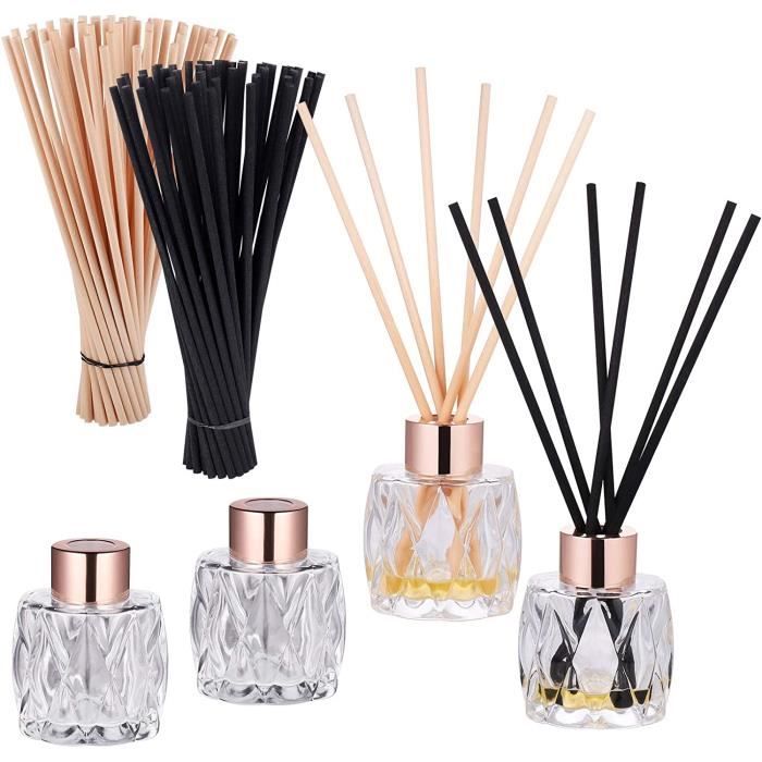 Lot de 4 Flacon Diffuseur en Verre avec Batonnet Diffuseur Parfum ...