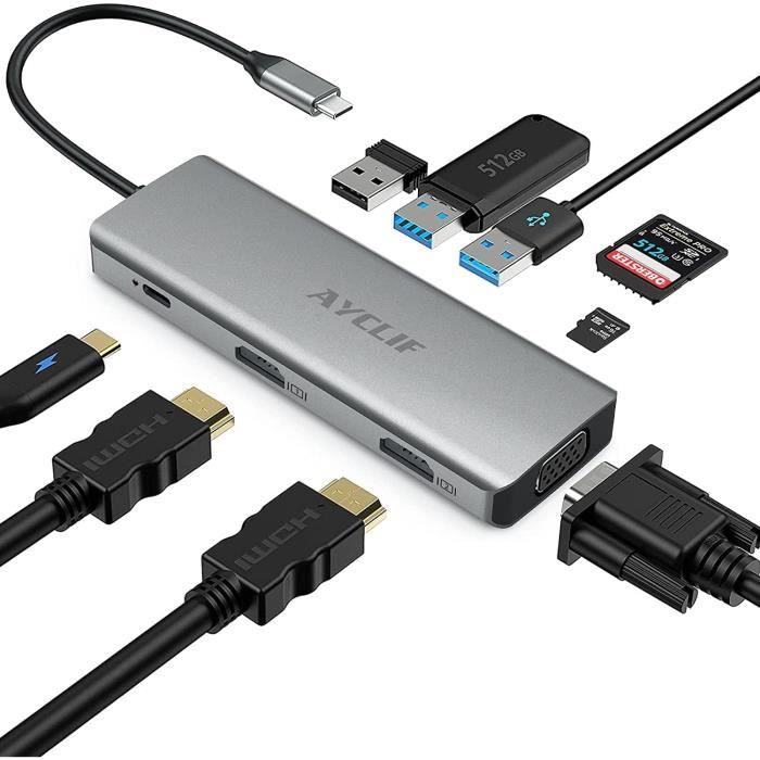 Hub Combo Usb - C Pour Pc De Bureau - Ports De Données Usb - A 3.0 Et ...