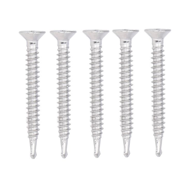 YOSOO Vis à tête cruciforme 100 pièces vis de forage à tête fraisée 304 acier inoxydable vis ...