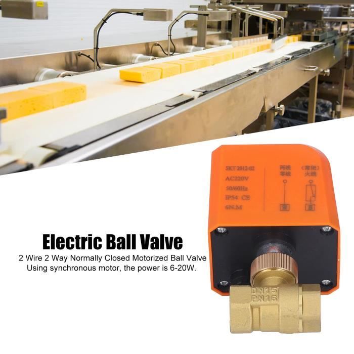 Vanne à bille motorisée Vanne à boisseau sphérique motorisée 2 fils 2 voies normalement fermée ...