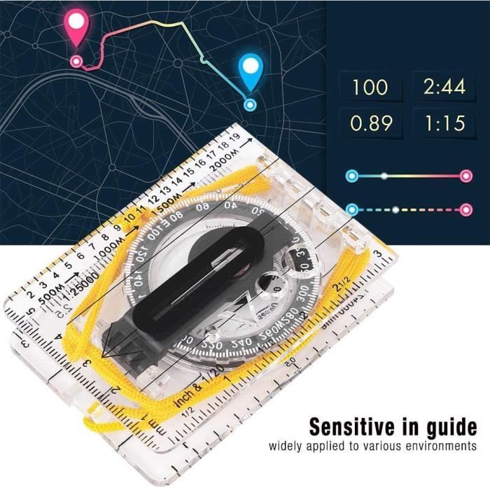 Mapping Compass Navigation, Boussole Professionnel Transparent avec règle de Mesure et ...