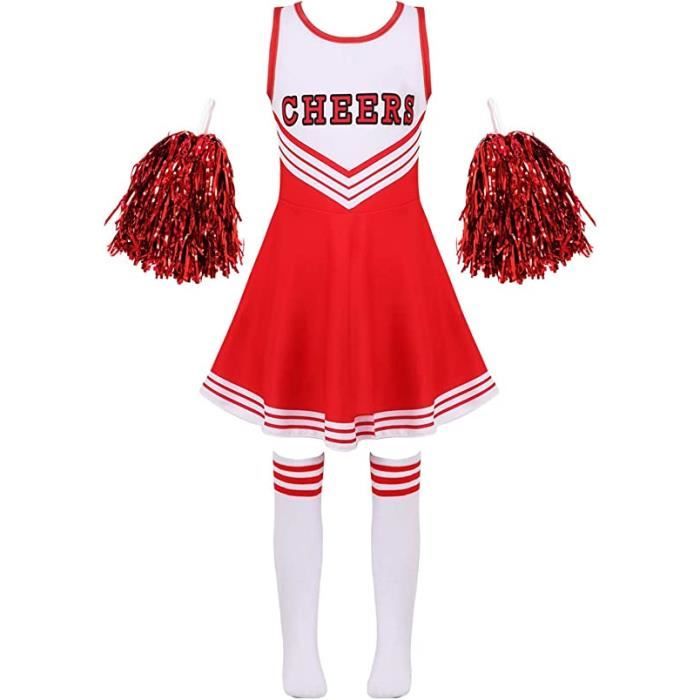 Déguisement Cheerleaders Enfant Fille Costume Pom Pom Girls Robe