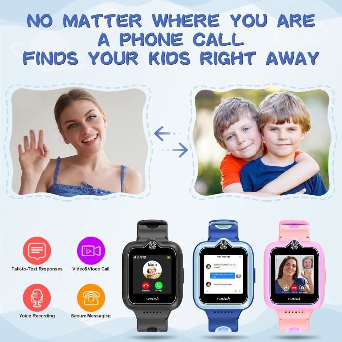 Montre Connectée Enfant Gps 4G, 360° Rotation Montre Connectée Pour ...