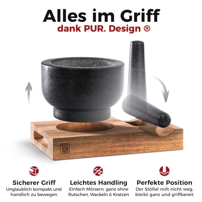 PUR. Mortier design en granit - Grand mortier en granit avec pilon dans ...