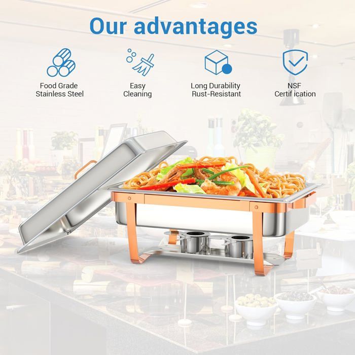 Lot de 4 Chauffe-Plats Buffets Chauffants, Plat-Réchaud Set ...