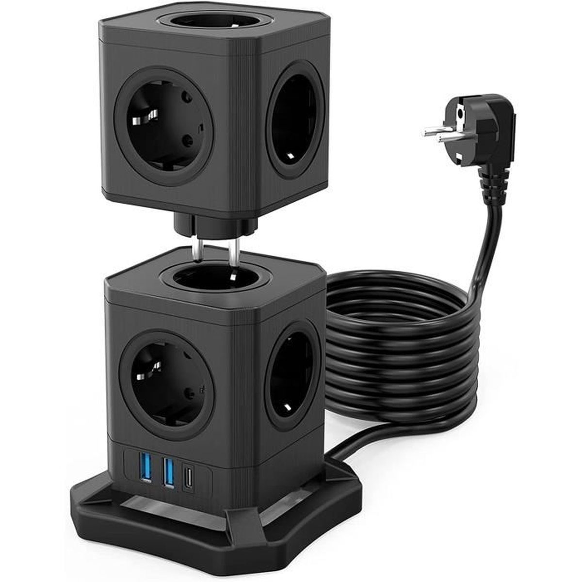 MiiKARE Prises 10 Voies Tour Multiprise Détachable avec Ports USB ...