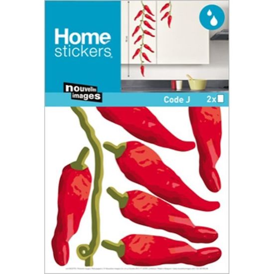 STICKERS MURAUX MEUBLES CUISINE * PIMENTS * 2 PLAN - Cdiscount Maison