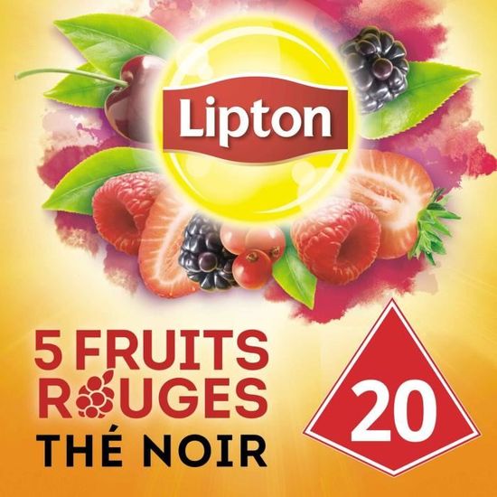 LOT DE 2 - LIPTON - Thé Noir aux 5 Fruits Rouges - boite de 20 sachets ...