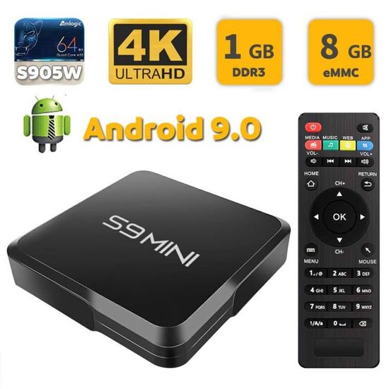 SUNNZO S9mini Amlogic S905W Android 9.0 smart TV Box/Lecteur Multimédia de Diffusion Chipset ...