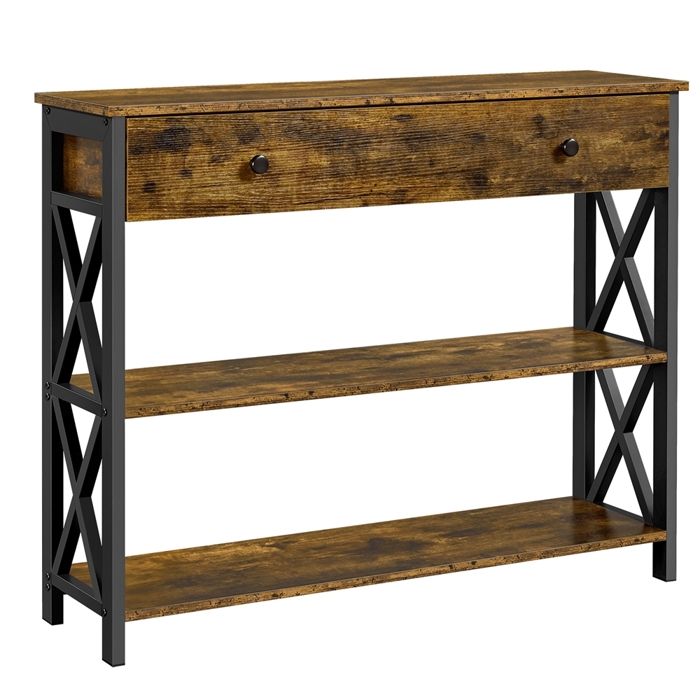 Yaheetech Table Console Industrielle en Bois et Métal avec 1 Grand ...