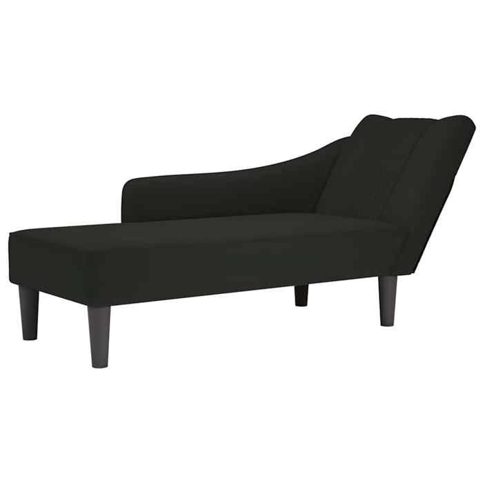Meridienne salon-Fauteuil long - avec accoudoir droit noir velours ...