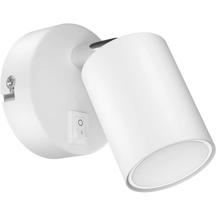 Spot Mural Waika Avec Interrupteur Blanc Mat + Ampoule Gu10 Led 3 ...