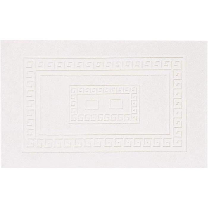 Tapis De Bain Blanc 60X90 Cm - Tapis Salle De Bain Moderne En Coton ...