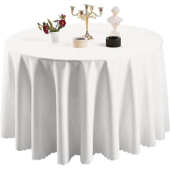 Nappe de table ronde blanche pour mariage et réception - Infroissable ...