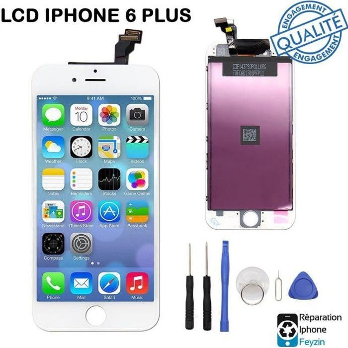 ÉCRAN LCD IPHONE 6 PLUS BLANC AVEC VITRE TACTILE SUR CHASSIS + OUTILS ...