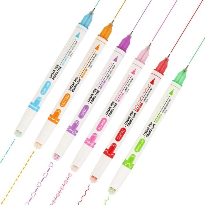6pcs Stylos Surligneurs Courbes, Colorés Lot Surligneurs Stylos à ...