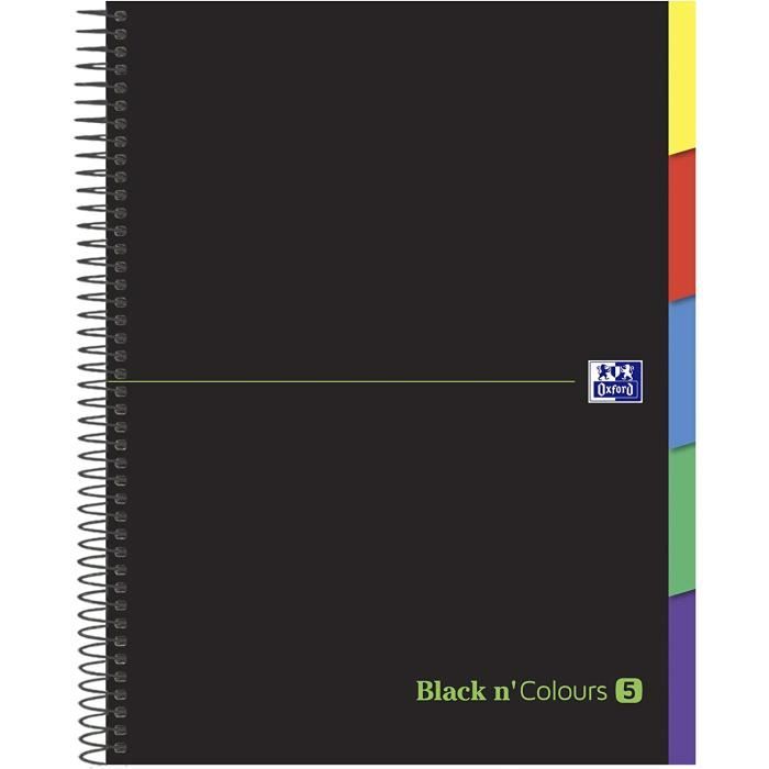 Black N'Colours, Cahier A4+ quadrillage 5 x 5, couverture rigide, 100 ...