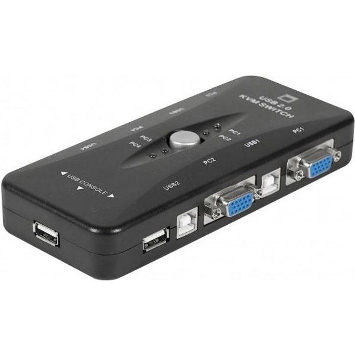 Mini KVM switch VGA/USB 4 ports - Cdiscount Informatique