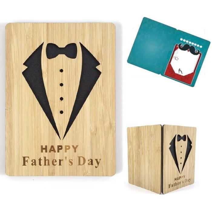 Carte de fête des pères, carte « Best Dad Ever » en bois de bambou ...