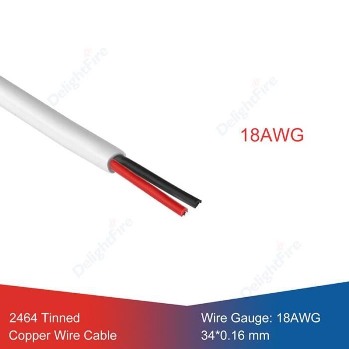 Câble-fil à 2 broches 22AWG 20AWG 18AWG gainé de PVC 12V 2 fils ...