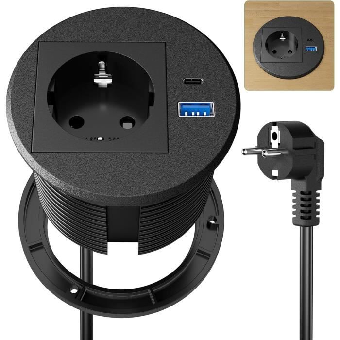 Prise Encastrable Avec Usb C Pd20W - Prise De Bureau Pour Trou De Table ...