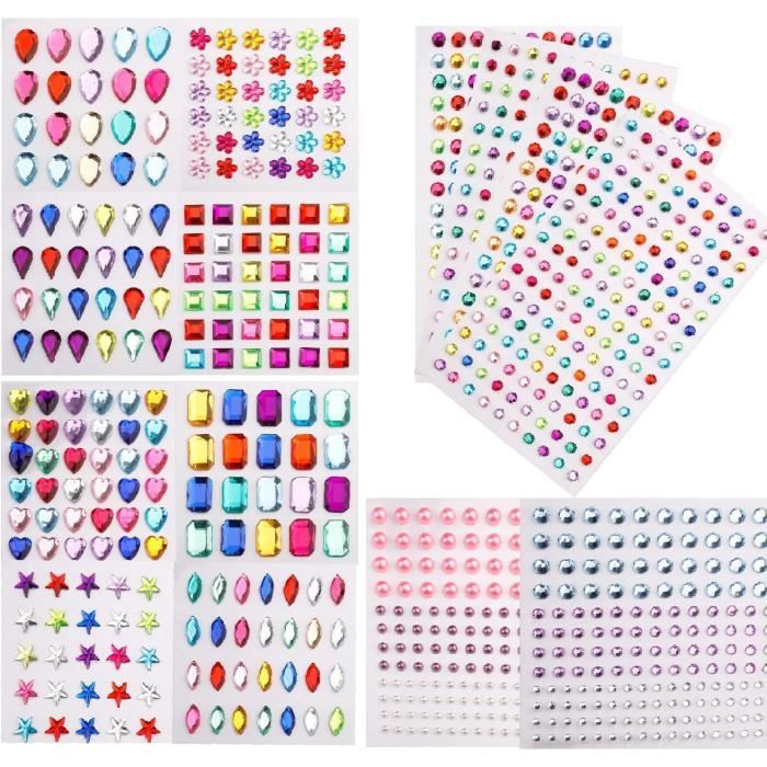 1209 Pcs Strass Autocollant, Gem Auto-Adhésifs Acrylique Coloré Diaman ...