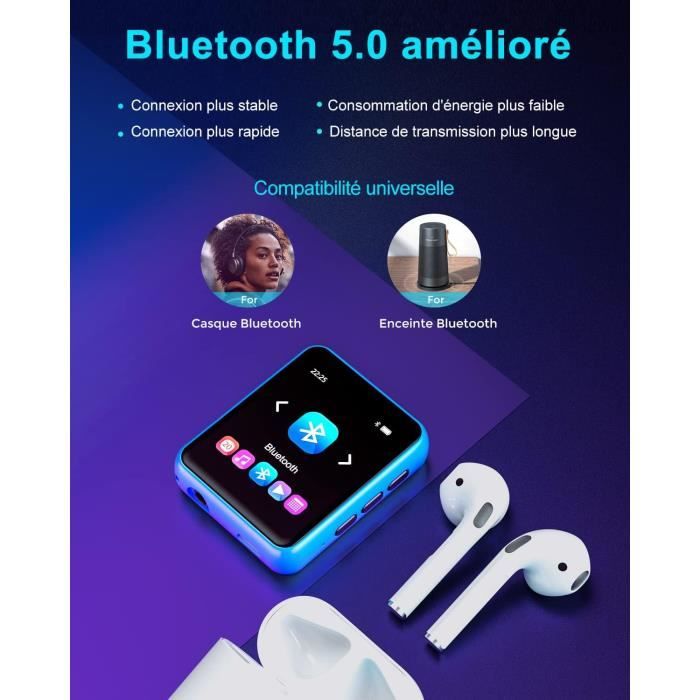 Lecteur MP3 - JOLIKER - 32 Go - Bluetooth 5.0 - Écran tactile - Hi-Fi ...