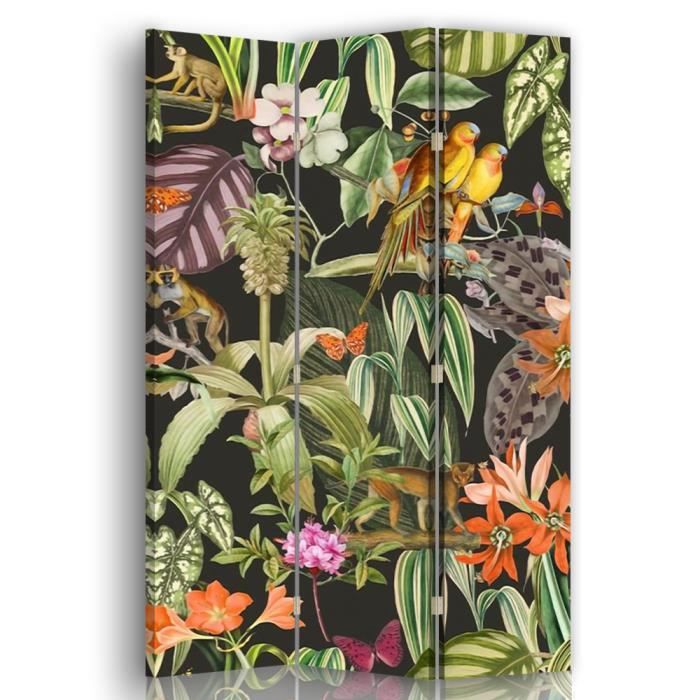 Paravent Perroquets avec des singes - Cloison décoratif d'intérieur ...