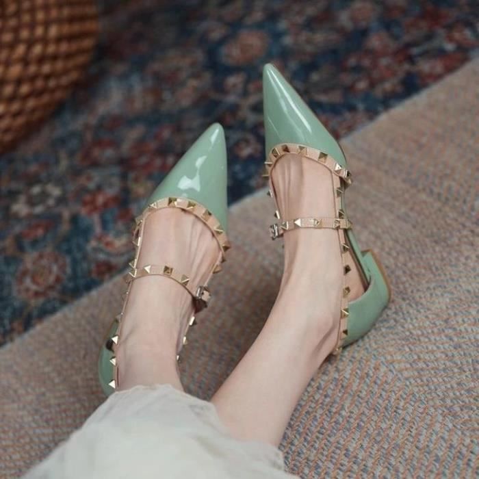 Chaussures à rivets et talons hauts pour femmes talon fin nouveauté ...