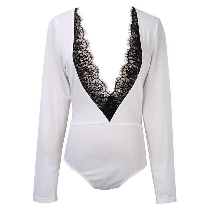 Body à manches longues barboteuses en dentelle femmes combinaisons ...