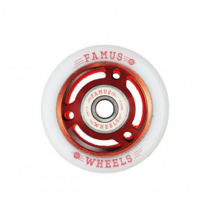 Pack de 8 roues de roller Famus Wheels 92A - red/noir - 56 mm/92A ...