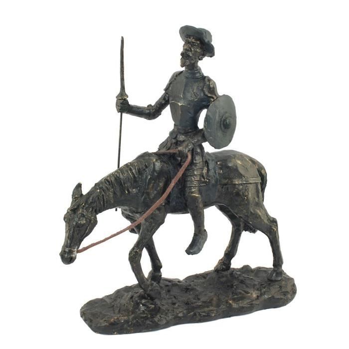 Figurine décorative Don Quichotte sur cheval rocinant, résine effet ...