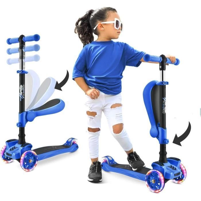 Trottinette Enfant, Trottinette 3 Roues, Patinette Enfant Pliable Avec Hauteur Ajustable ...