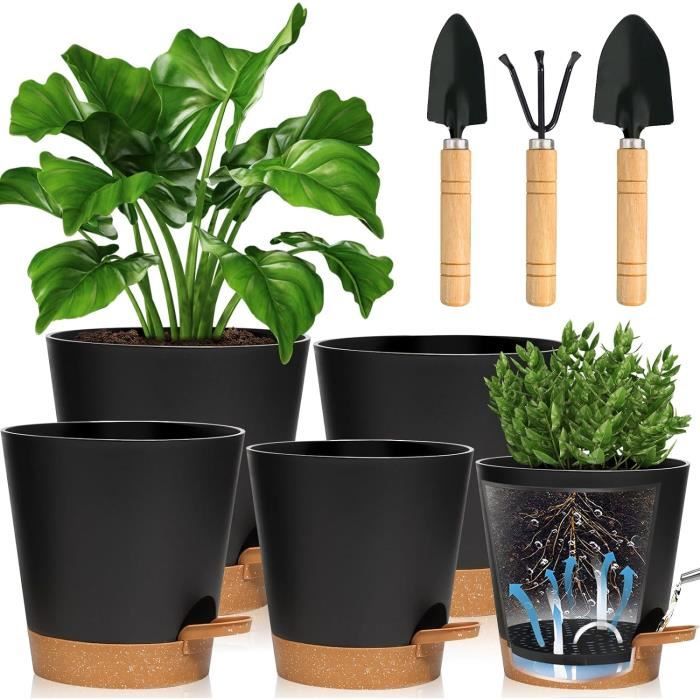 ENCOUN 5Pcs Pots de Fleurs, 13-14-15-17-18cm Pot pour Plante Auto ...