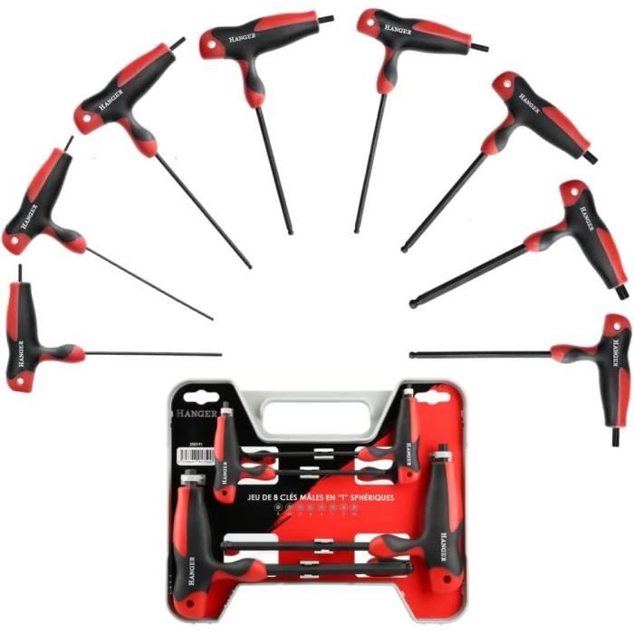 Jeu de 8 Clés Allen Sphériques Emmanchées en 'T' - Hanger - 250191 ...