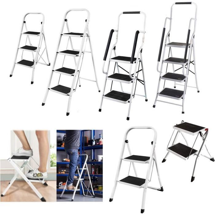 Escabeau pliable à 2 marches - Léger et compact - Avec tapis ...