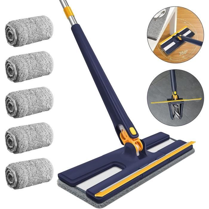 Balai Plat Serpillere Rotation À 360°, Réglable Microfibre Balai Lave ...