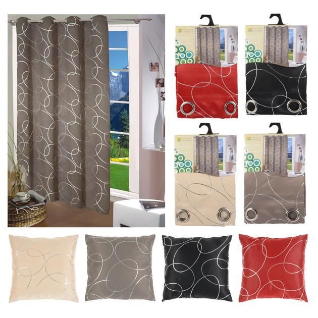 Rideau occultant imprimé 140 x 260 cm - rouge - Cdiscount Maison