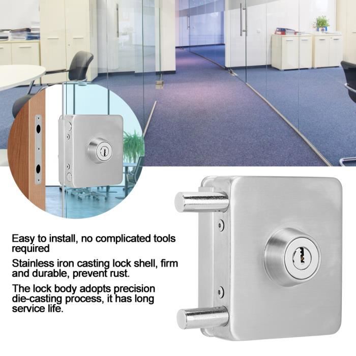 Zerone Verrou de porte en verre Verrou de porte carré en verre simple ...