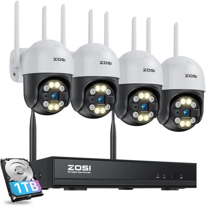 ZOSI 8CH 3MP Kit Caméra PTZ WiFi sans Fil Pan 355° Tilt 140° pour ...