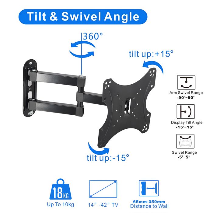 Support mural TV sur bras rotatif orientable et inclinable pour ...