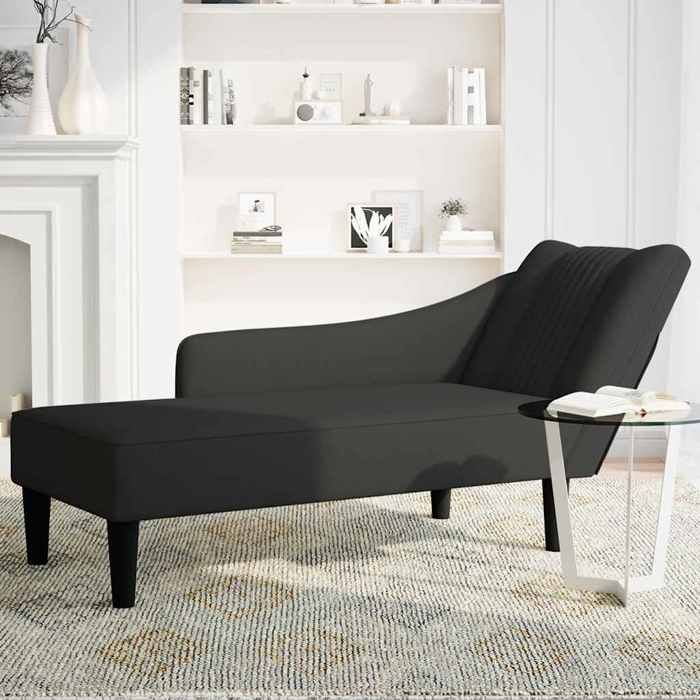 Meridienne salon-Fauteuil long - avec accoudoir droit noir velours ...
