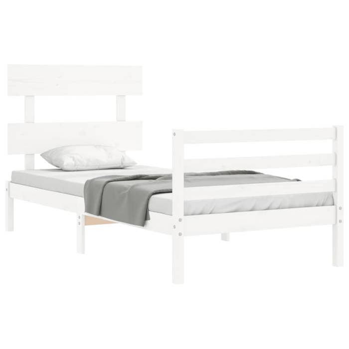 Lit Simple | 1 Place, Cadre de lit blanc bois massif,sans matelas ...