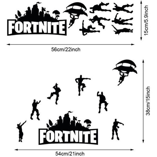 FORTNITE Sticker mural -Décoration murale - forteresse sculptée - noir ...
