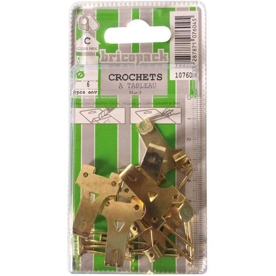 BRICOPACK - Crochet à tableau N°3 blister de 6 pièces - Cdiscount Bricolage