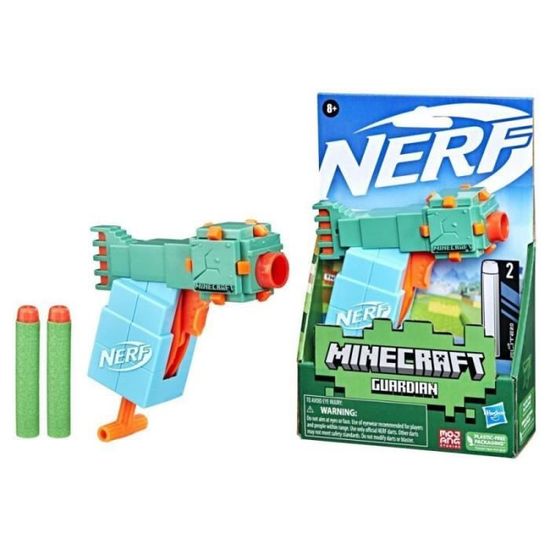 Hasbro NERF MicroShots Minecraft Guardian Mini Blaster, Motif Minecraft ...