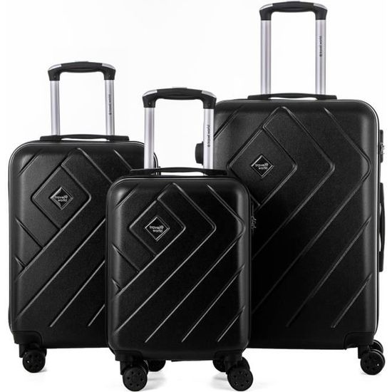 TRAVEL WORLD - Ensemble de 3 valises 45/55/65cm avec deux cabines