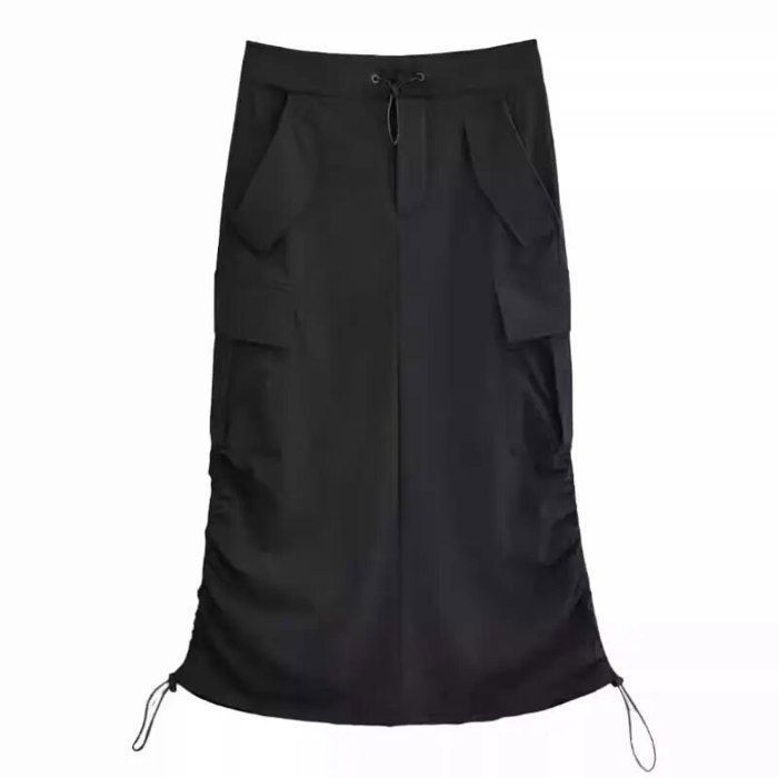 Jupe cargo rétro américaine pour femme,design fendu,ficelle de ...