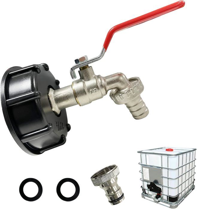 Robinet Cuve 1000L,Robinet Pour Ibc Robinet Recuperateur Eau De Pluie Adaptateur De Cuve Robinet ...